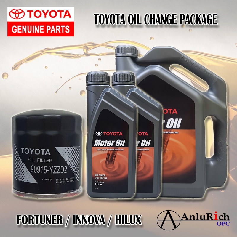 TOYOTA FORTUNER/INNOVA/HILUX OIL CHANGE PACKAGE 6LTRS 10W-30 SEMI ...