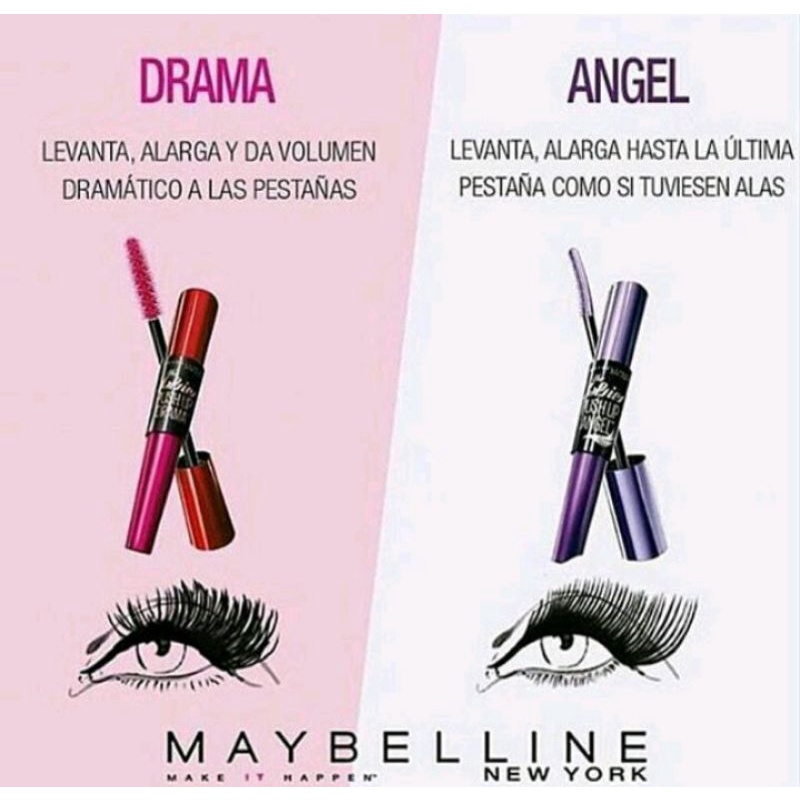 Maybelline The Falsies Push Up Drama and Push Up Angel Very Black 9.7ml ...