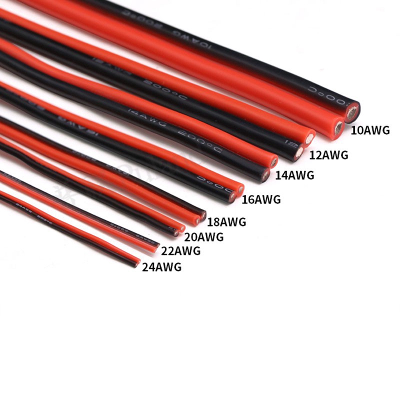 5Meters 20AWG/22AWG/24AWG Red and black parallel Silicone Rubber 2pins ...