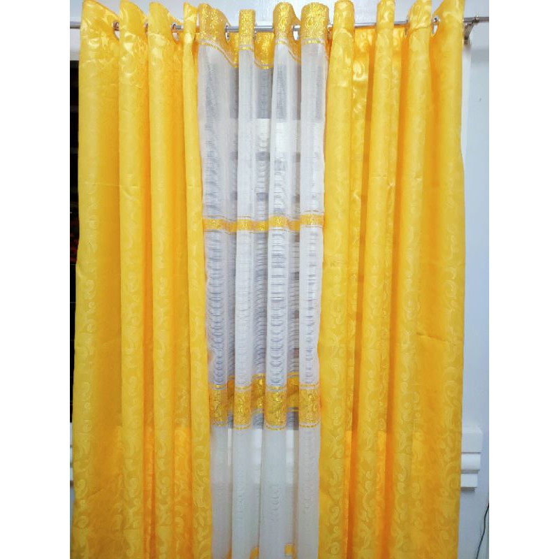 Sylvia Satin Yellow Gold curtain 8 ring grommet | Shopee Philippines