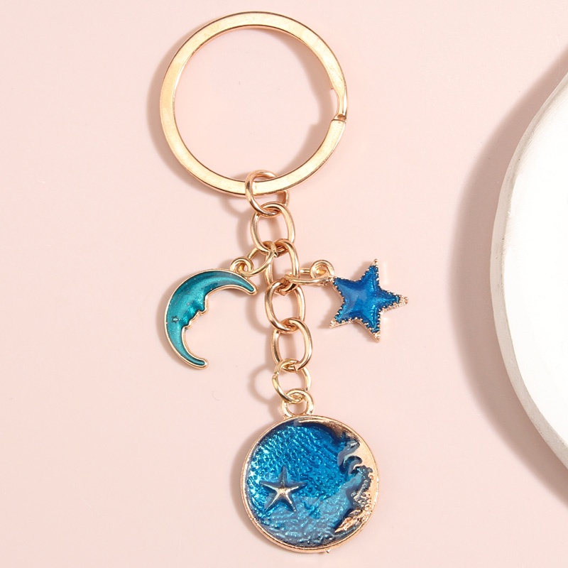 Cute Enamel Keychain Moon Star Key Ring Starry Sky Key Chain Souvenir ...
