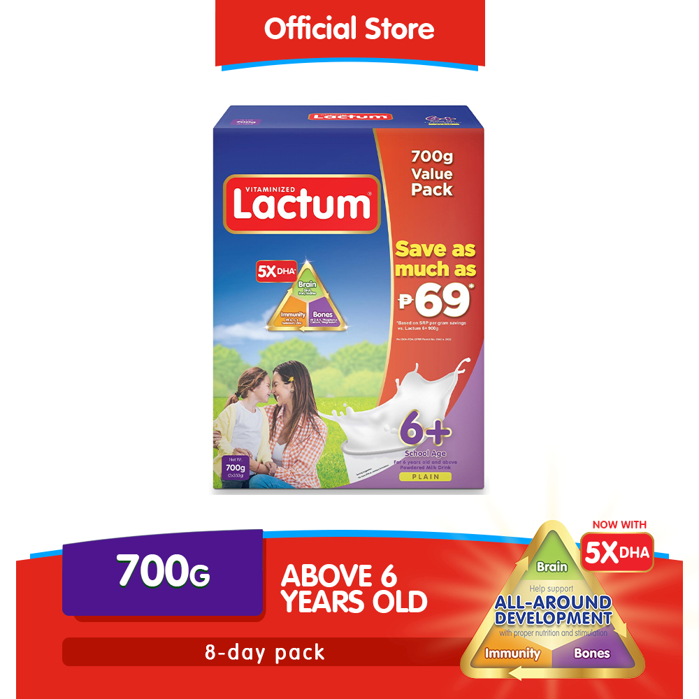 Lactum 6+ Plain Milk Drink for Children 6 Years Old and Above 700g ...