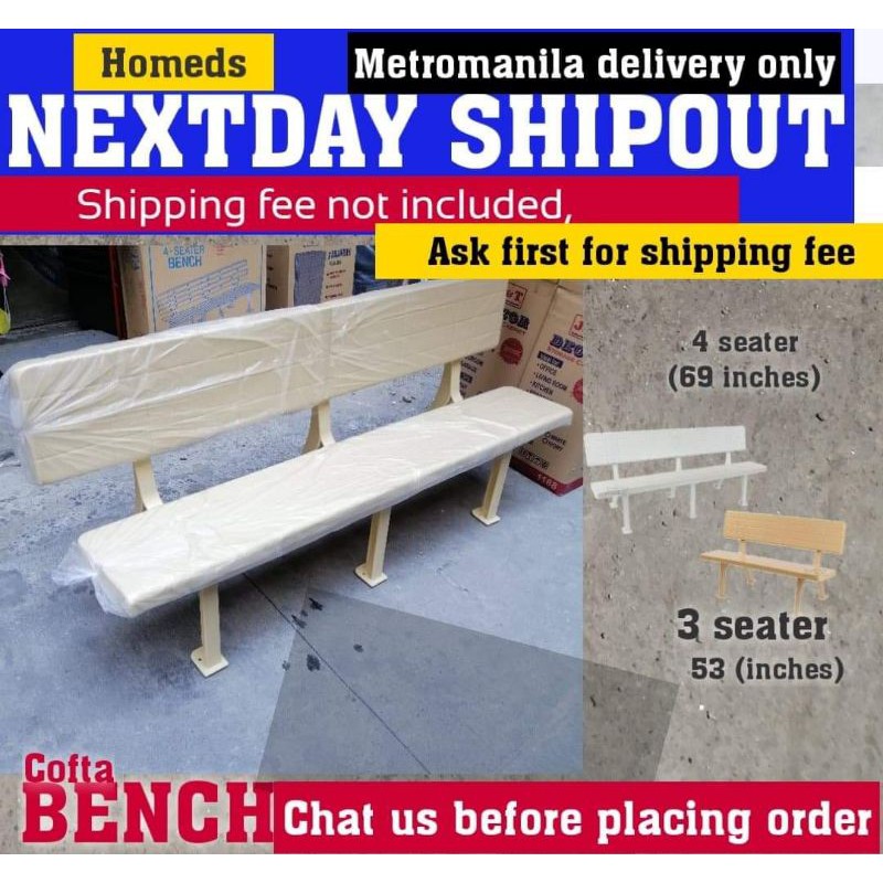 cofta quality bench chair 4 seater 69 inches with backrest metromanila ...