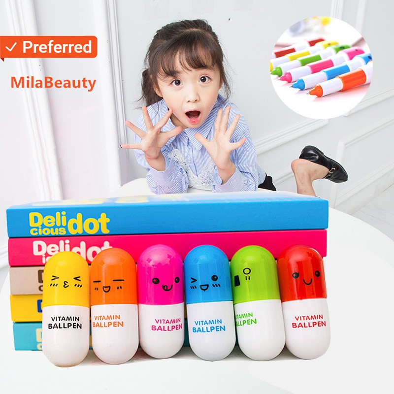 5PCS/SET NEW 6 Colors Ballpen Creative Cute Fold Pen Pills Capsule ...