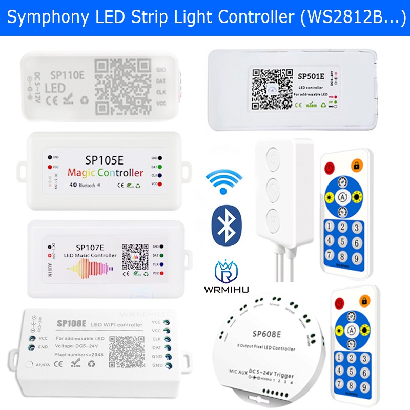 DC5V-24V WS2811 WS2812B Led Strip Light Controller BT Bluetooth Wifi Music Symphony SP110E ...