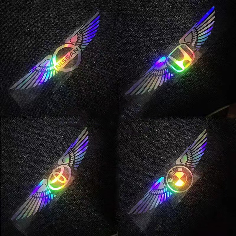 Multicolored Laser Angel Wing Reflective Car Stickers 25CM 50CM Car ...