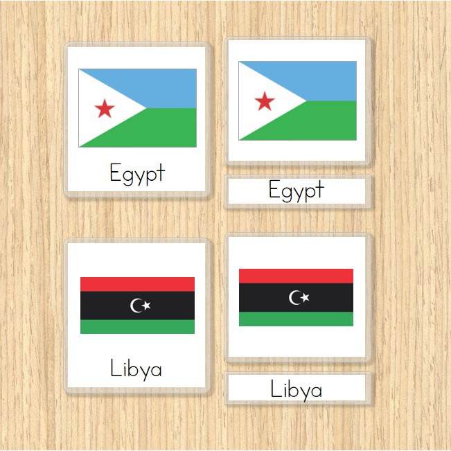 Montessori Three Part Cards - Flags of the countries in AFRICA | Shopee ...