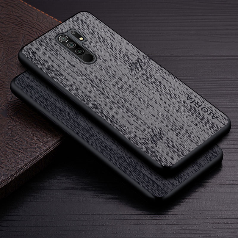 Case for Xiaomi Redmi 9 9A 9T 9C NFC funda bamboo wood pattern Leather ...
