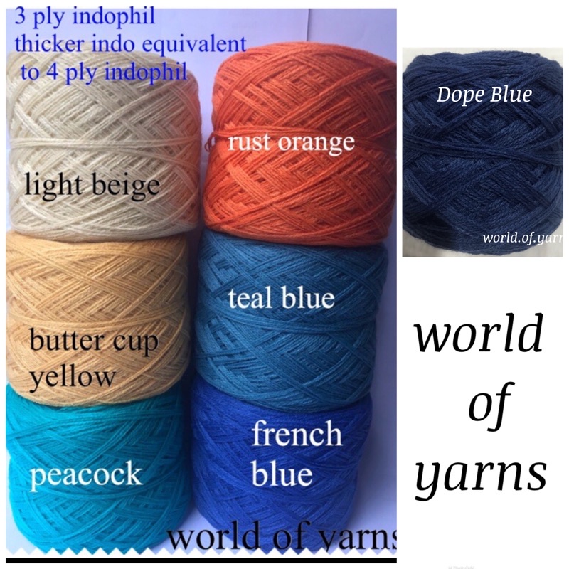 Indophil Acrylic Yarns (3 PLY)thicker==equivalent to 4 ply | Shopee ...