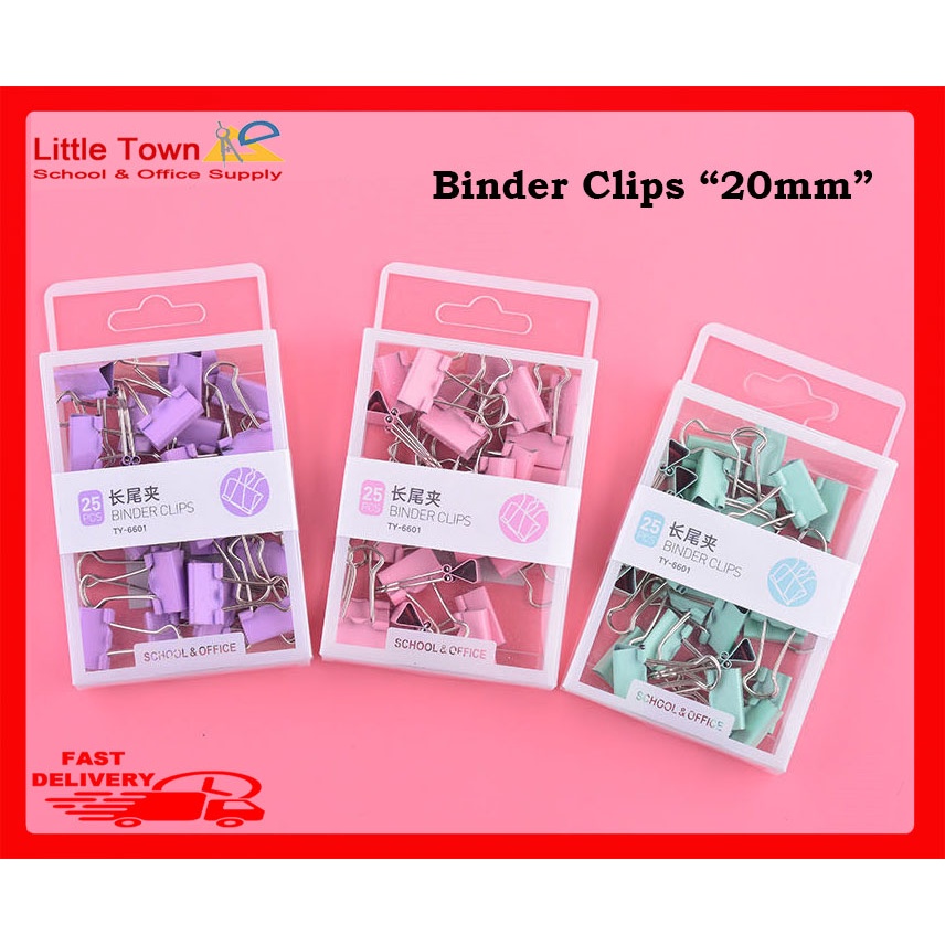 1 Box 25pcs Binder clips Colored Coated size 20mm | Shopee Philippines