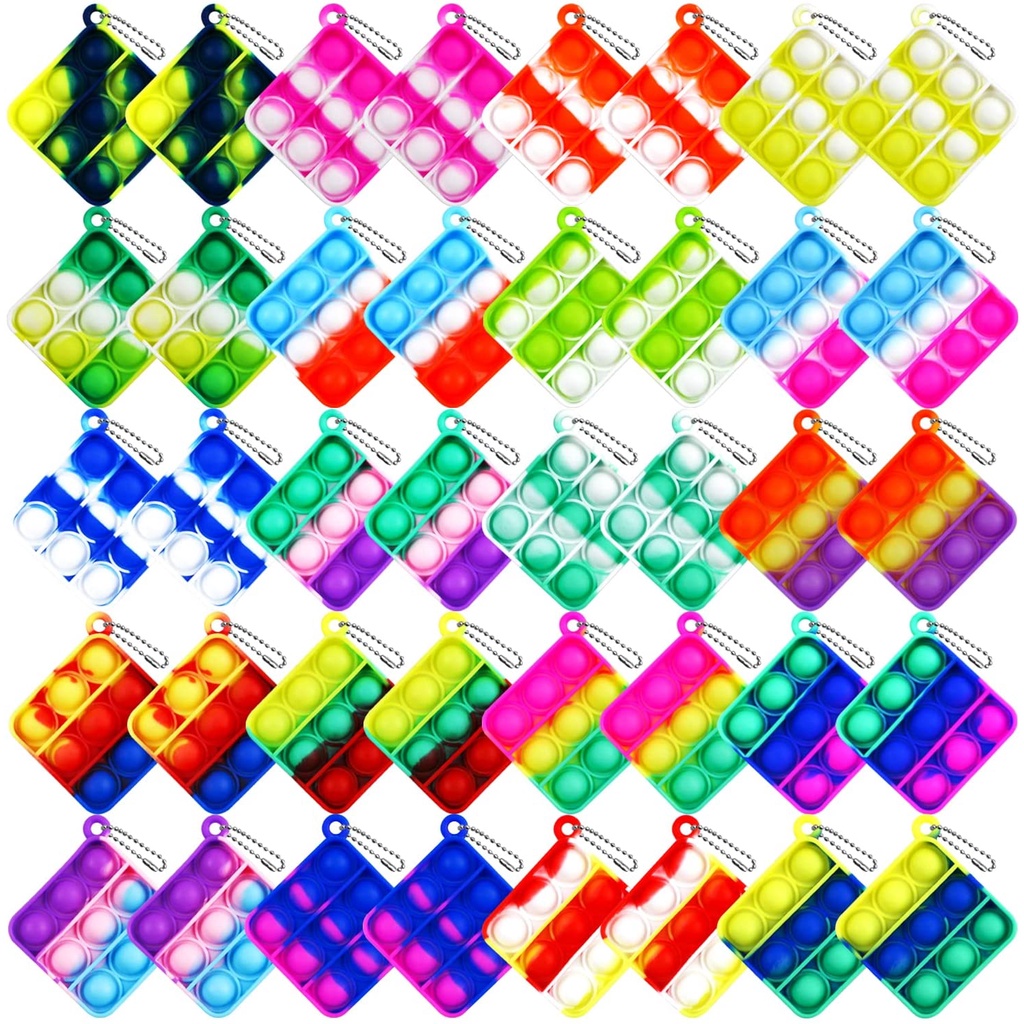 Mini Pop It Keychain Toy Stress Relief Hand Toy Push Bubble Fidget Toys ...