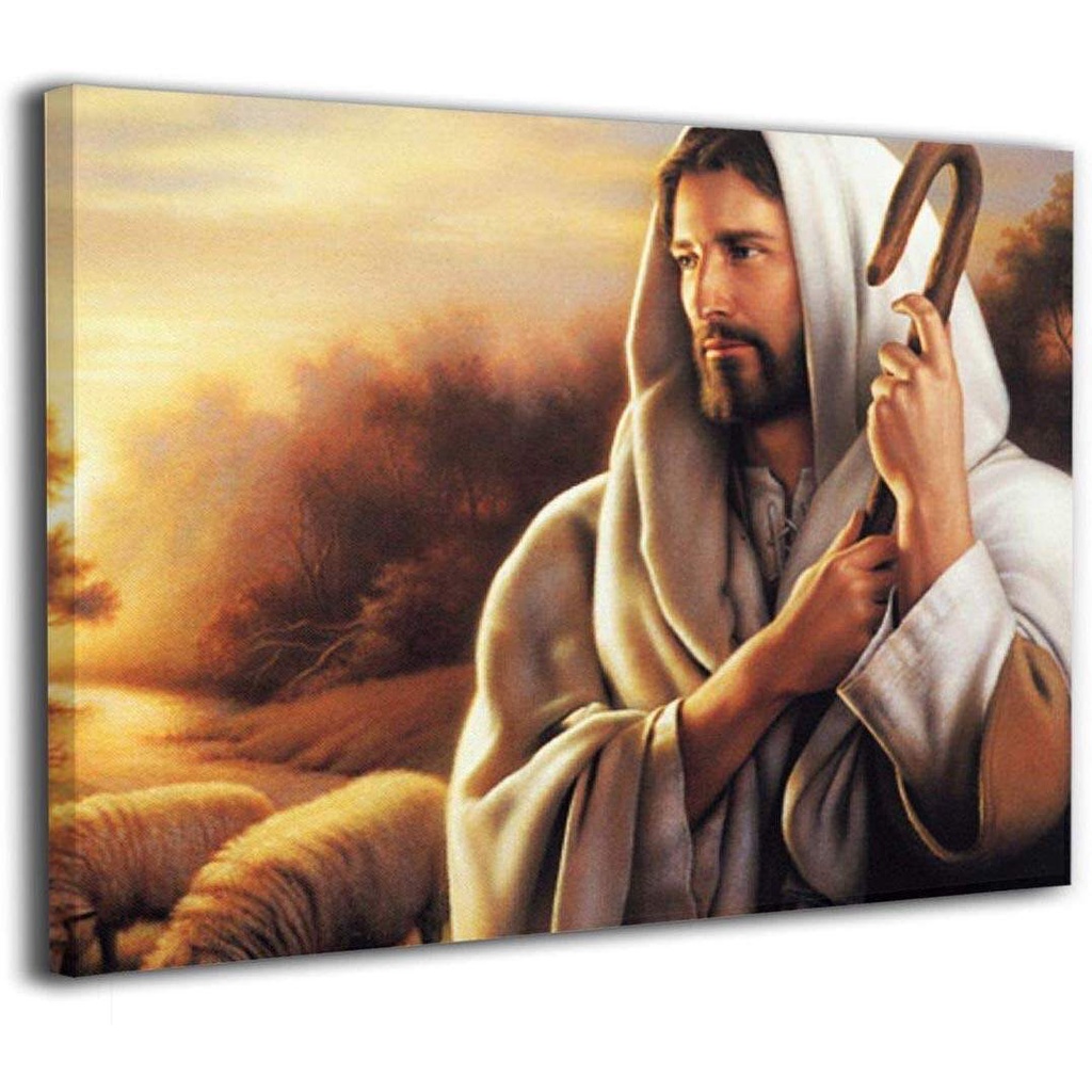 Jesus Christ The Good Shepherd Wall Art Decor Poster Modern Stretched ...
