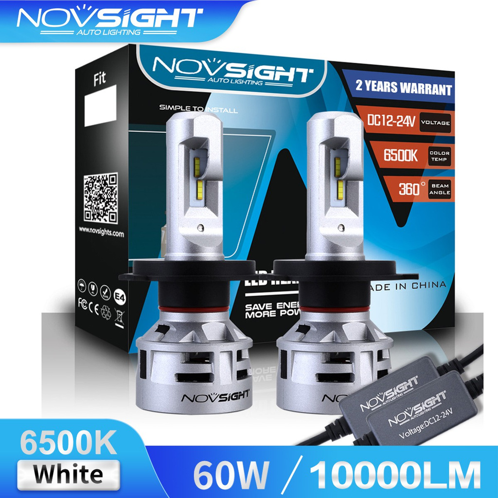 Novsight N9 9005 9006 H4 H11 H7 LED Headlight 10000LM 60W 6500K CSP Chip Mini Size Plug and Play ...