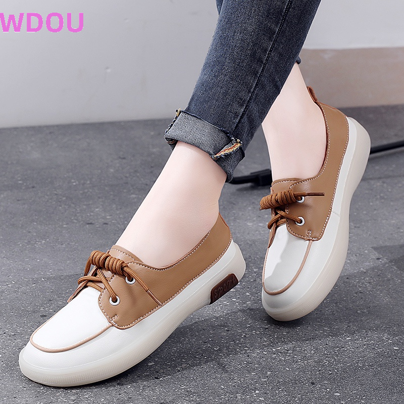 New Women Sneakers Low Top Genuine Leather Lady Shoes Soft Comfortable ...
