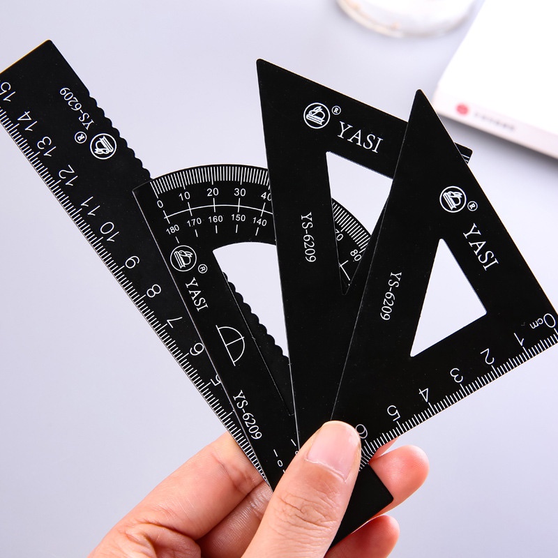 4Pcs Set Metal Ruler Set Ruler Student with Metal Ruler Ruler ...