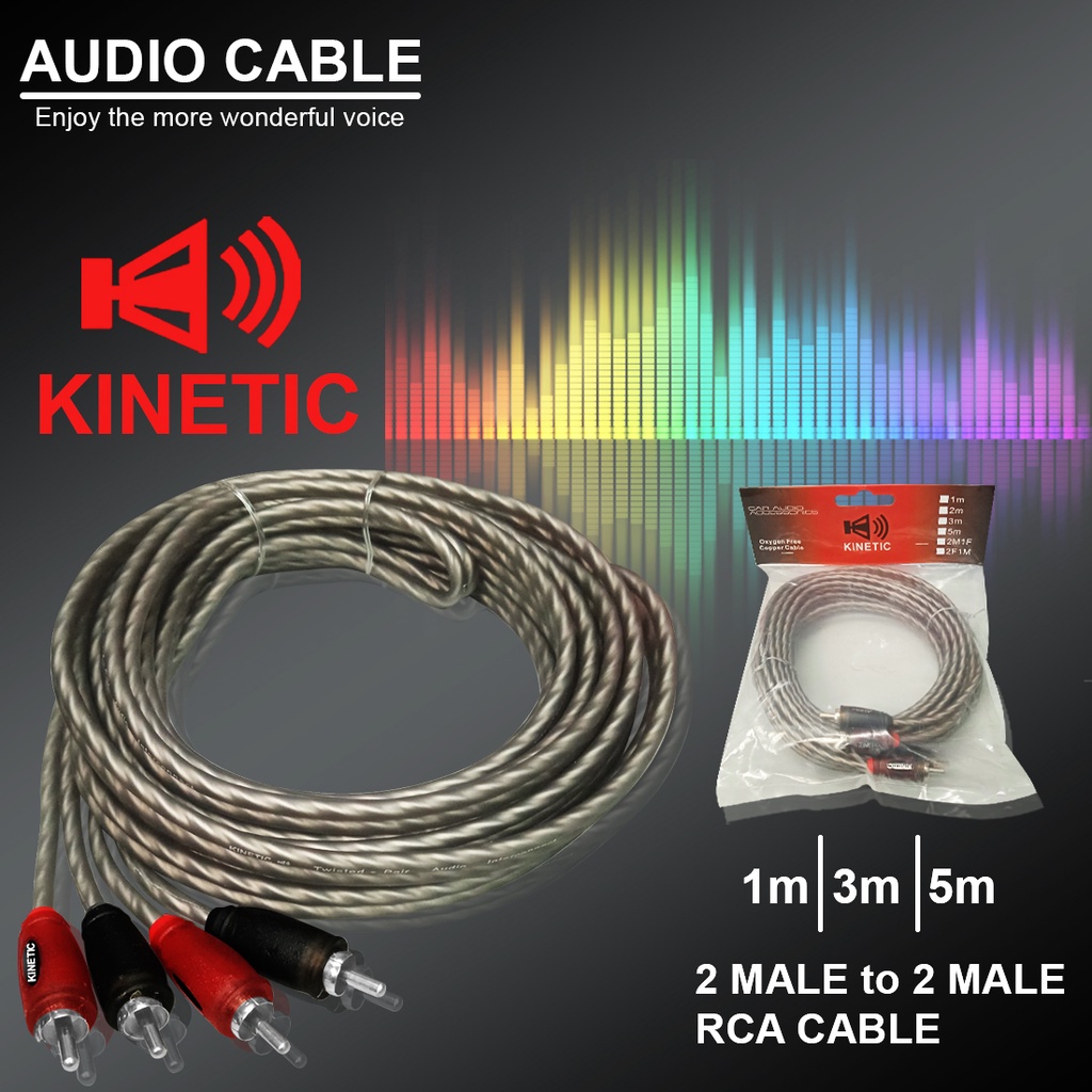Kinetic 2 RCA to 2 RCA Male to Male Audio Cable 1m / 3m / 5m | Shopee ...