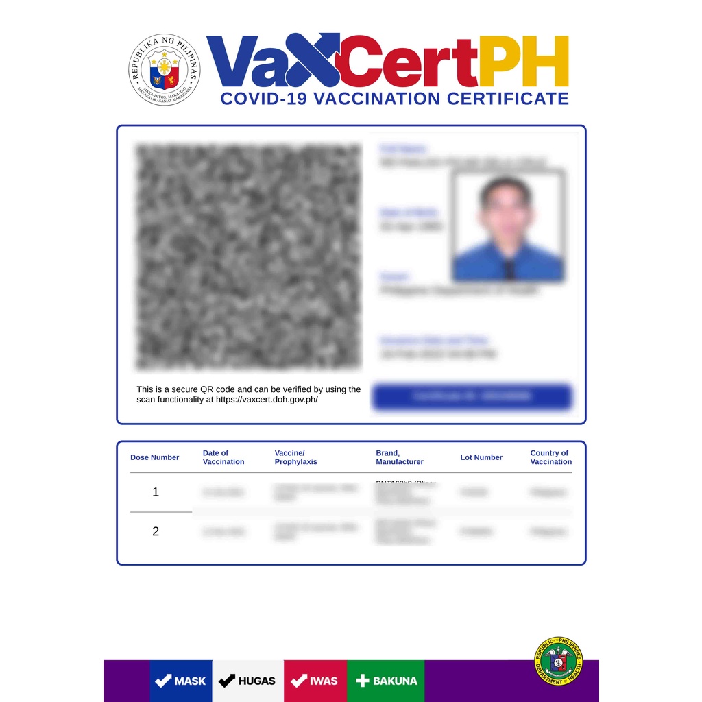 Vaxcertph Vaccination Certificate Laminated | Shopee Philippines