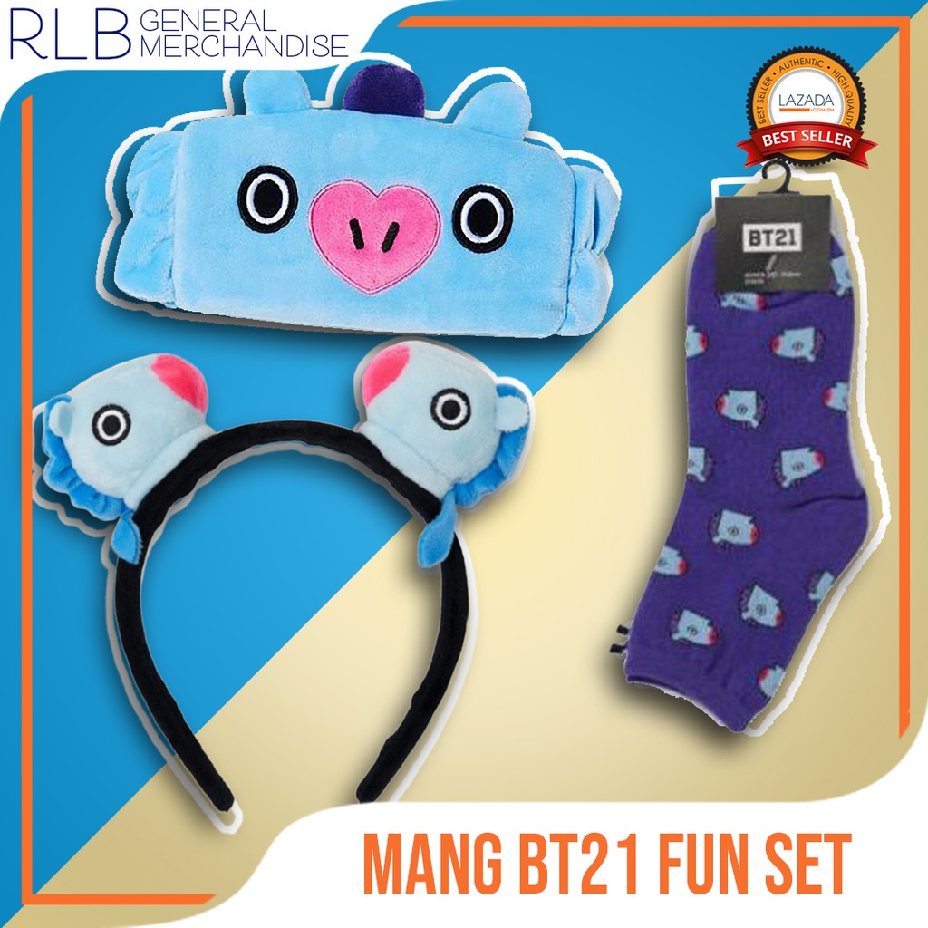 MANG Korean KPOP BTS BT21 Fun Set - includes BT21 Hair Turban,BT21 Hair ...