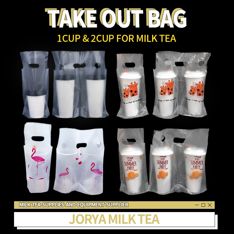 100pcs Milk Tea Bag Take Out Plastic Bag 1 Cup 2 Cup Cup Bag Coffee ...