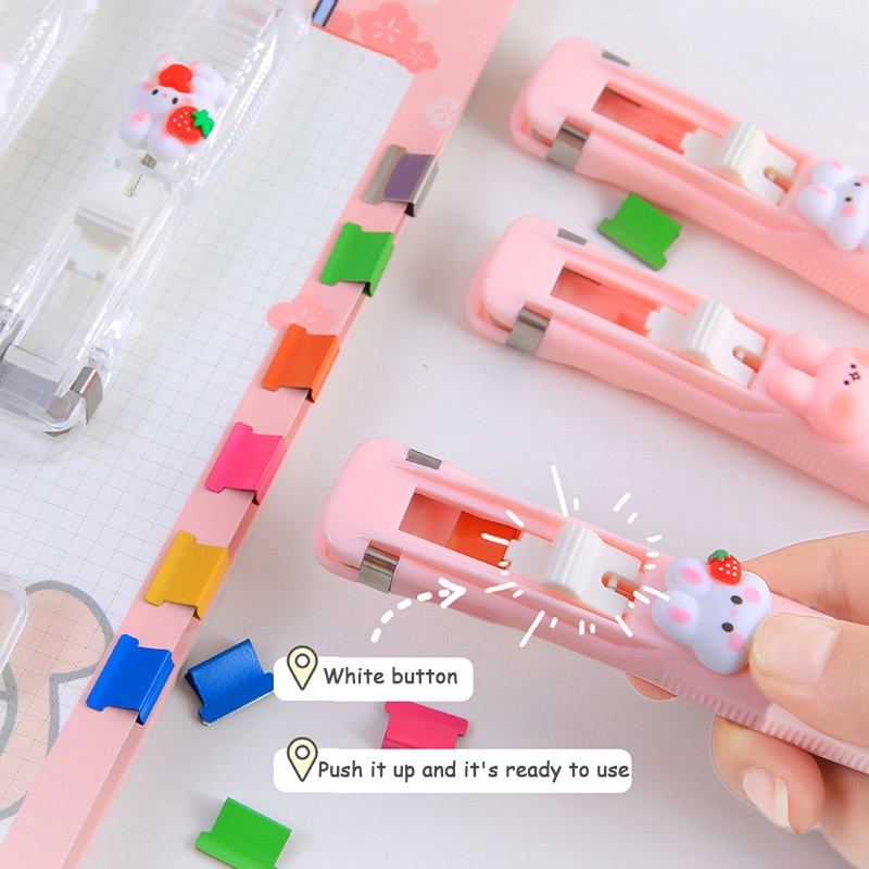 Cute Cartoon Paper Clipper Push Clip Transparent Staplers Student Test ...