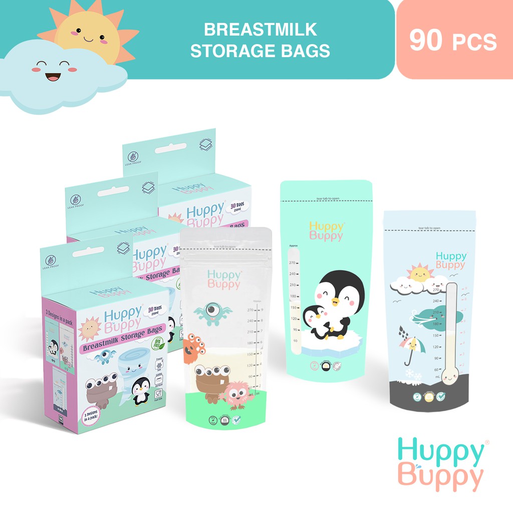 Huppy Buppy Disposable Breast Milk Storage Bags 90 Pieces 9oz | Shopee ...