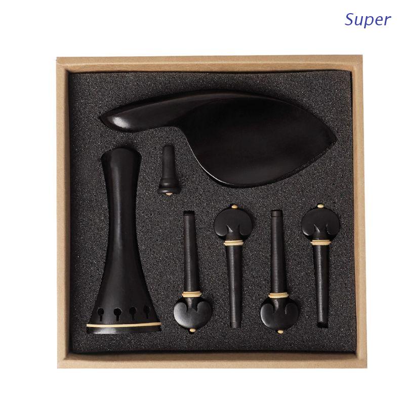 Super 1 Set of 4/4 Violin Fittings Ebony Wood Color Violin Parts ...