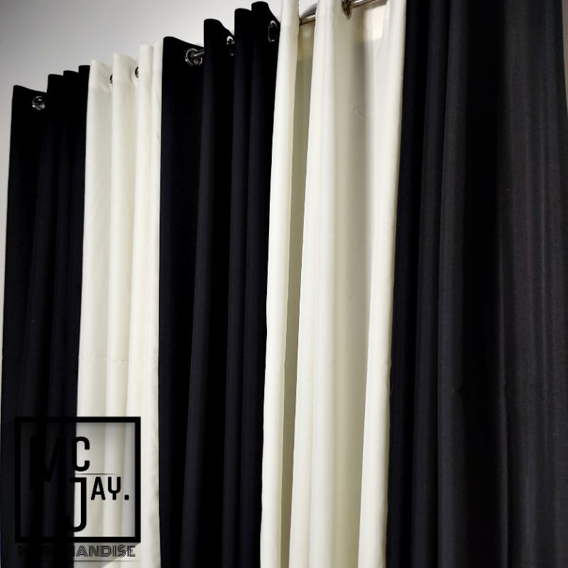 MCJAY - Black and White Ring Curtain Set (6ft/7ft) - Sold per PIECE ...