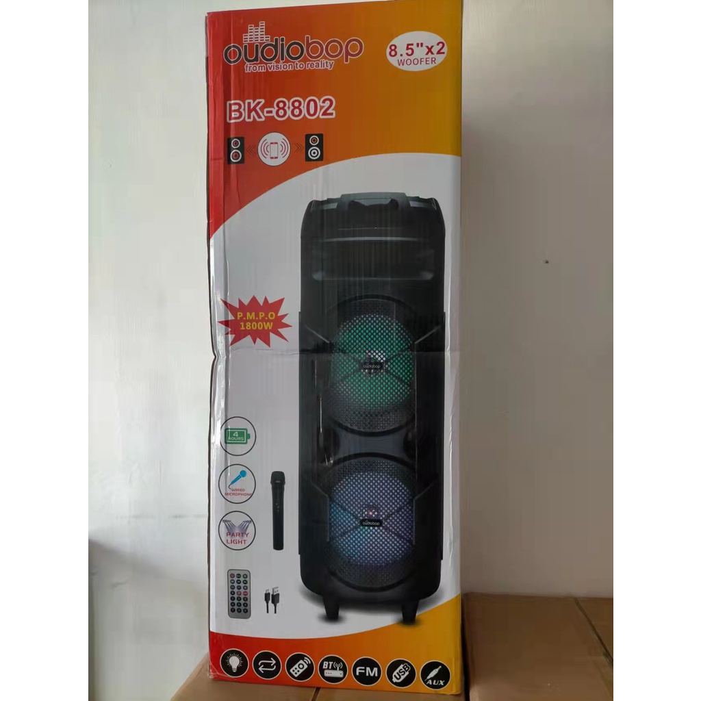 BK-8802 Wireless BLuetooth speaker 16 incHeS LED wIREless speaker with FREE WIRELESS MICROPHONE ...