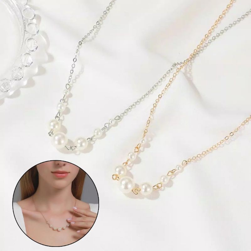 Anne Pearl Korean Necklace Korean Pearl Chain Necklace | Shopee Philippines