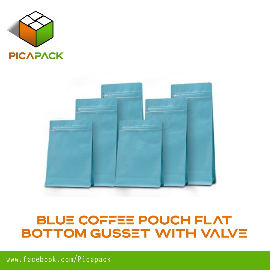 [Clearance Sale]100pcs Blue Coffee Pouch Flat Bottom Gusset Type with ...