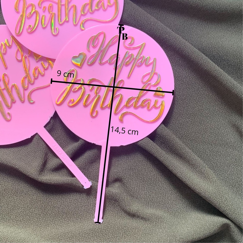 Cake Topper / Cake Topper / Round Topper Happy Birthday Acrylic - Pink ...