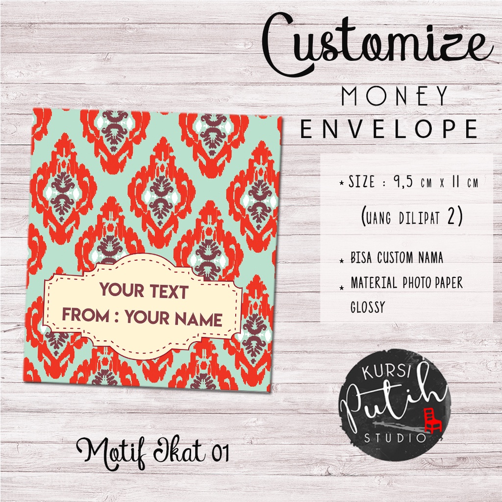 Customize Money Envelope Ethnic motif/ikat Can custom Name/SMALL size ...