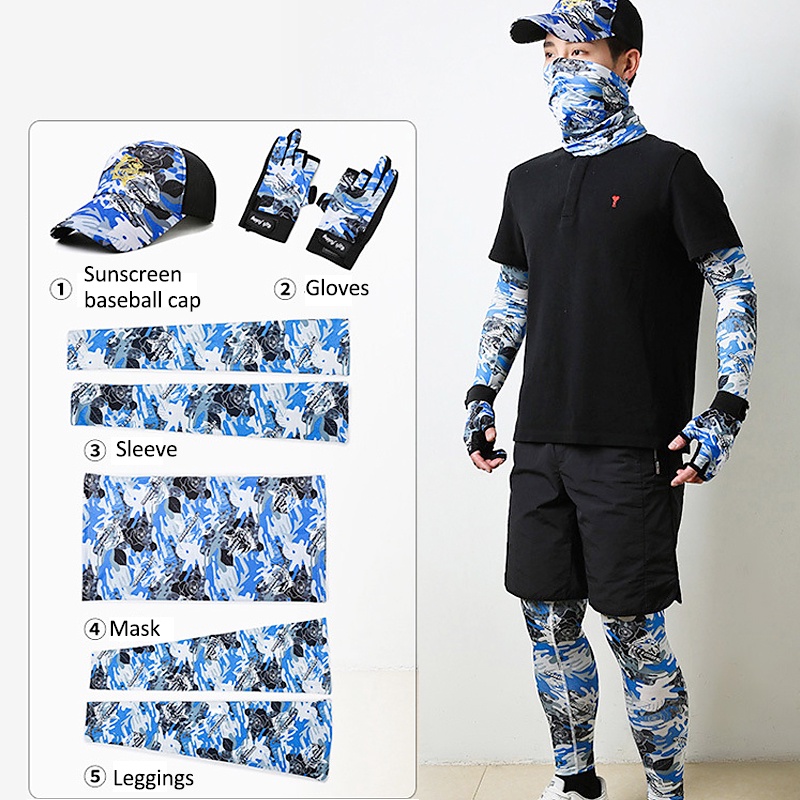 Outdoor cycling fishing sun protection gear Face shield scarf gloves ...