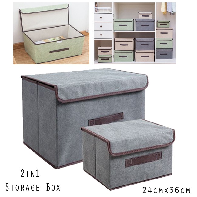 NEW 2in1 Nonwoven Big and Small Set Foldable Wardrobe Storage Box ...