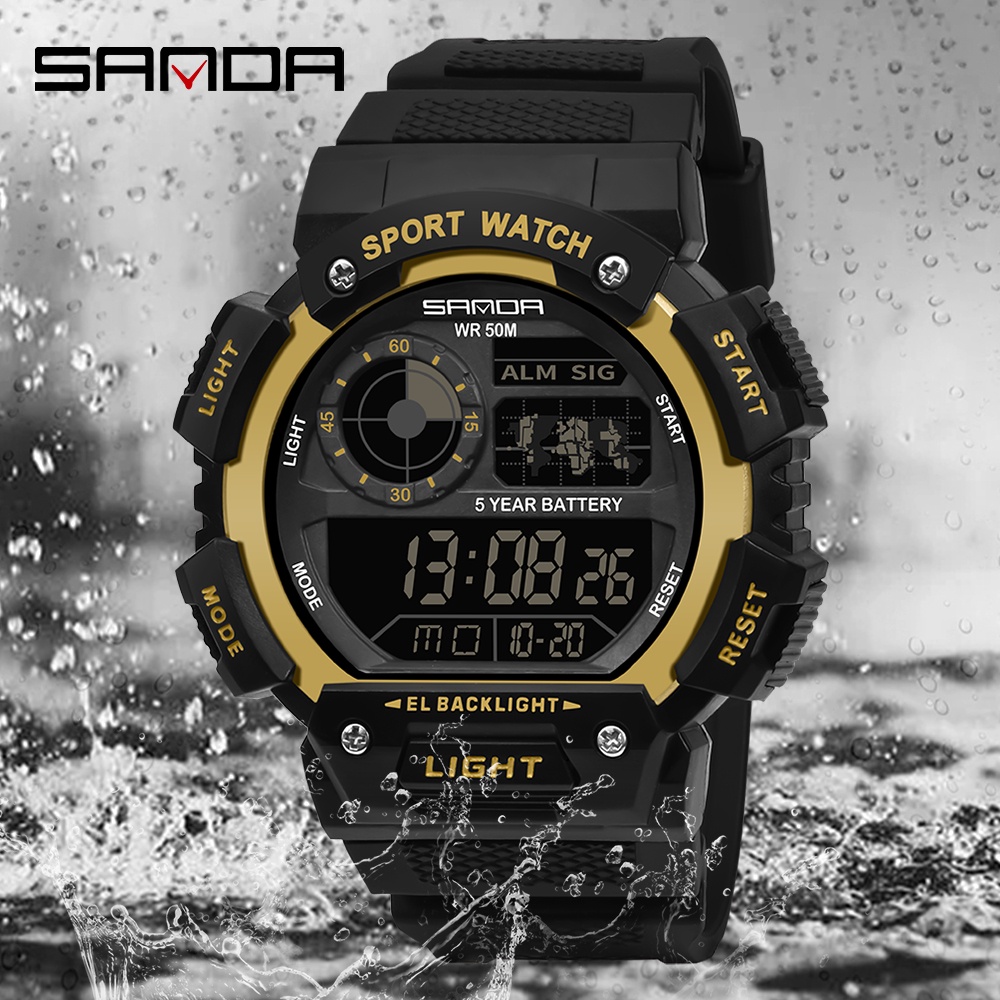 SANDA Men Watch Waterproof Sports Digital Couple Watch LED Display ...