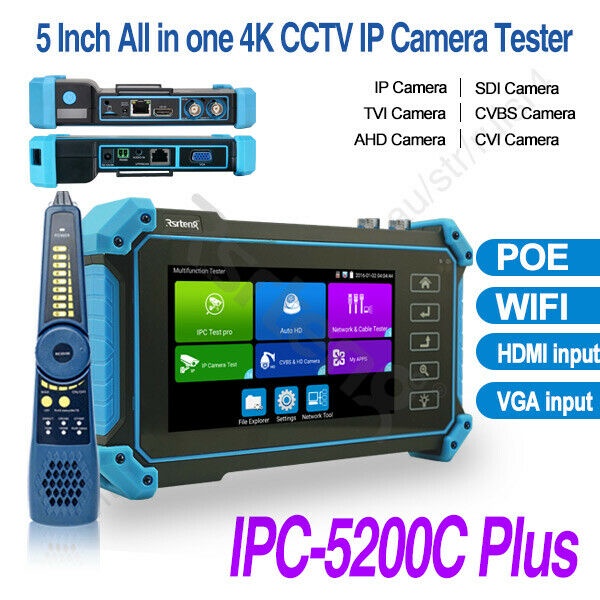 Rsrteng 5inch 4K Touch Screen Security Camera Tester CCTV WIFI CVI AHD ...