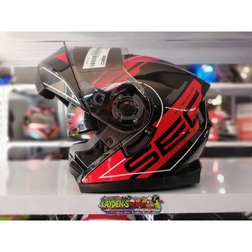 SEC Helmet Modular Dual Visor Instinct Decoy GLOSSY RED | Shopee ...