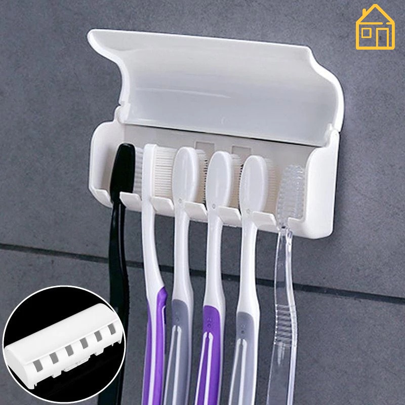 Punch-Free Wall Mounted Toothbrush Holder / No Punching Toothpaste ...