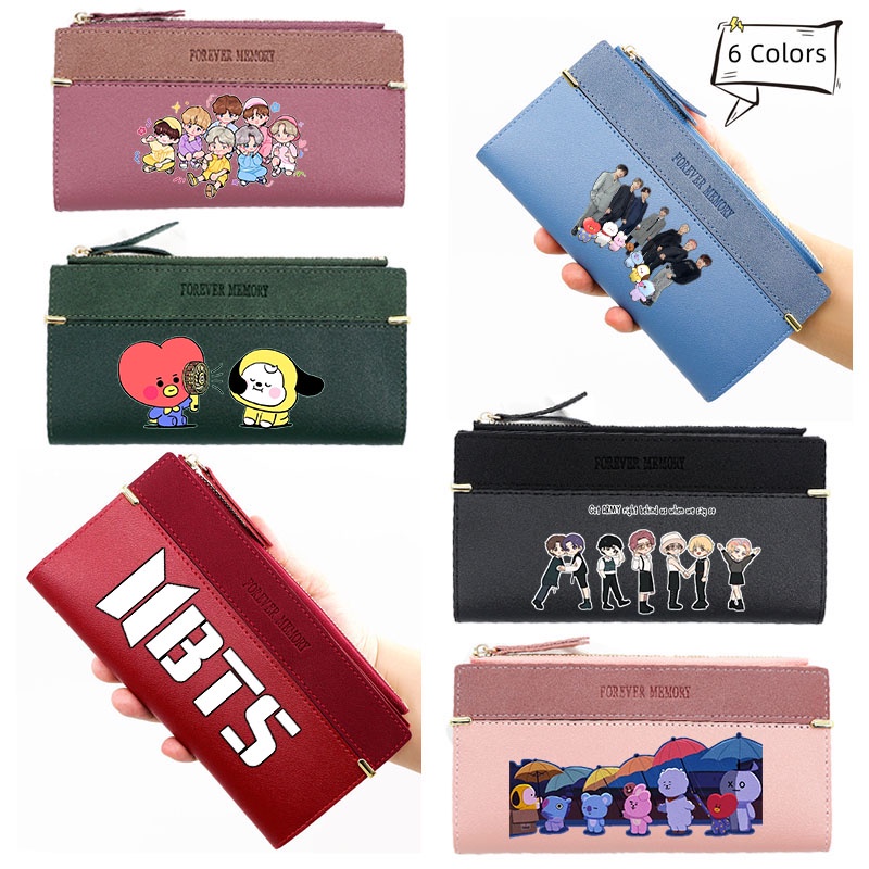 Korean BTS Wallet for Woman BT21 Coin Purse Cute Wallet for Men Long ...