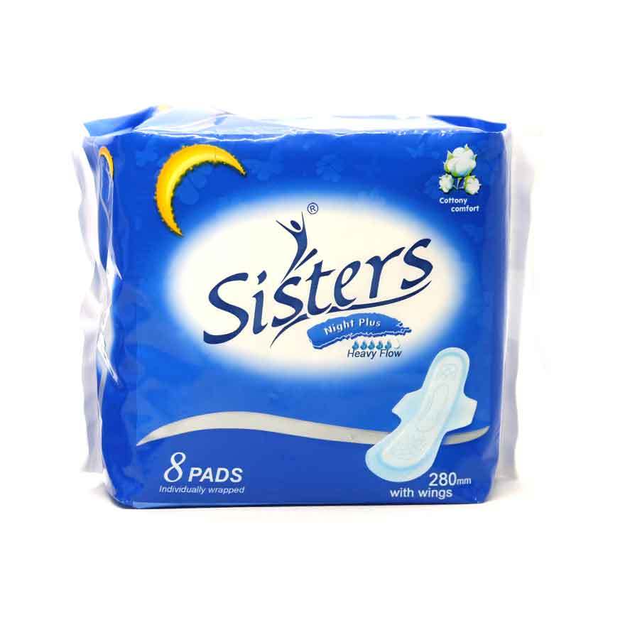 SISTERS SANITARY NAPKIN NIGHT PLUS COTTONY COMFORT 280mm (8 pads ...