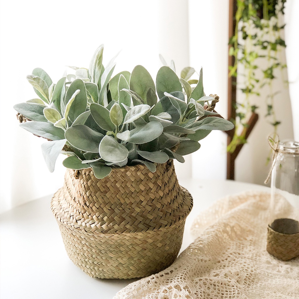 1pcs Flocking leaves Artificial Ins Nordic Eucalyptus Leaf Wedding Room ...