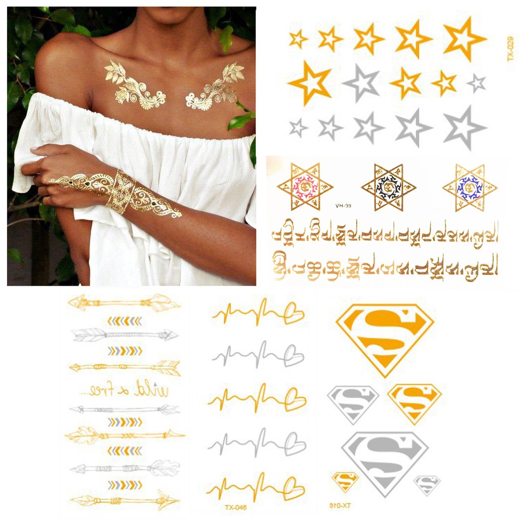 [ Anbe Tattoo] Metallic Tattoo - Flash Tattoo (buy 3 get 1 free ...