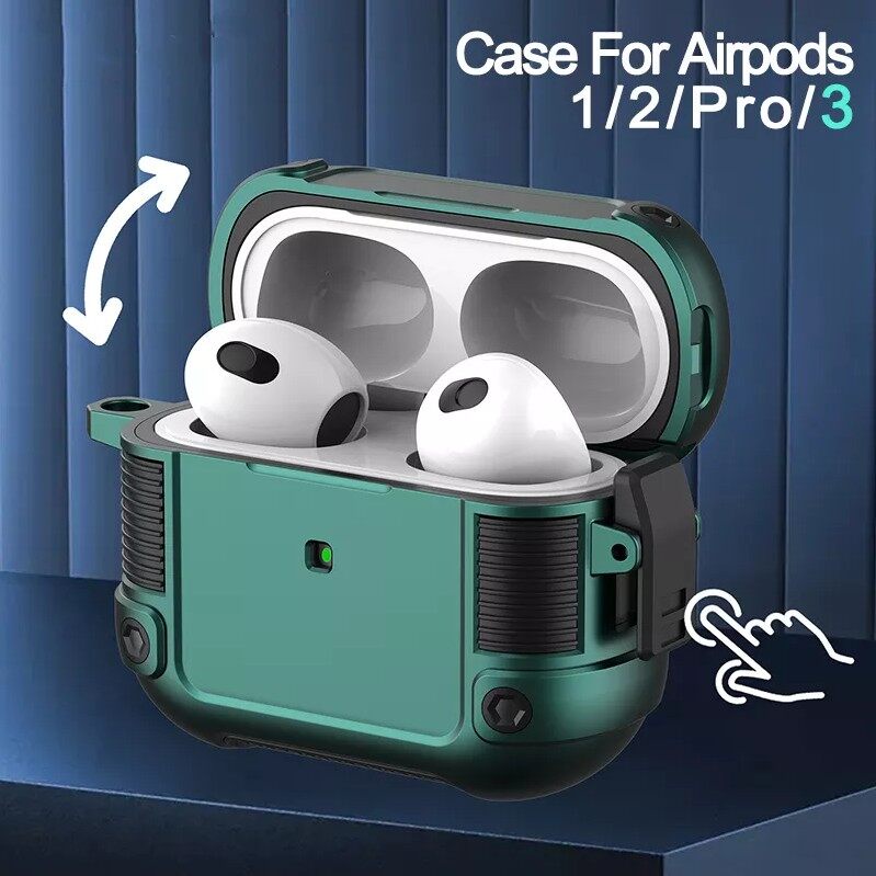 Armor AirPods Case Cover for Airpods 1 2 3 Pro 2 with Lock Clip Military Hard Shell Full Body ...