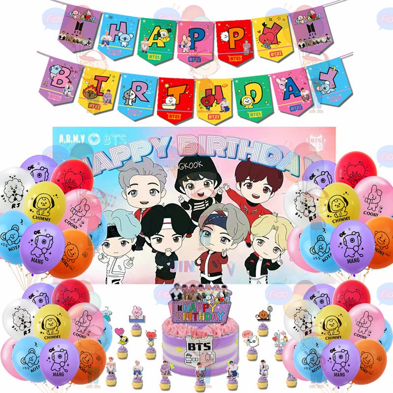New Style BTS Balloons “purple you”Birthday Party Decoration Set Party ...