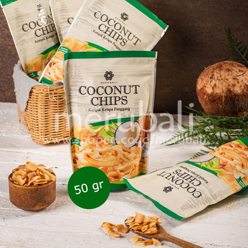 Merubali Coconut Chips ORIGINAL 50gr - Roasted Coconut Chips | Shopee ...