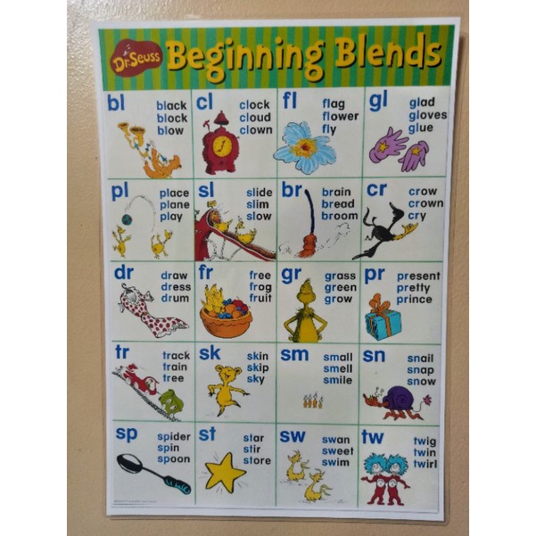 Laminated Educational Charts Vowels Ending Blends Digraphs Consonants