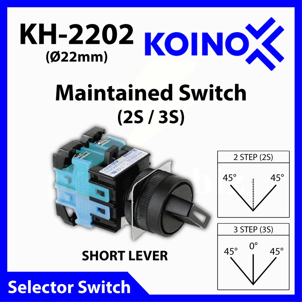KOINO KH-2202 (Ø22mm) Maintained Short Lever Selector Switch , KH-2202 ...