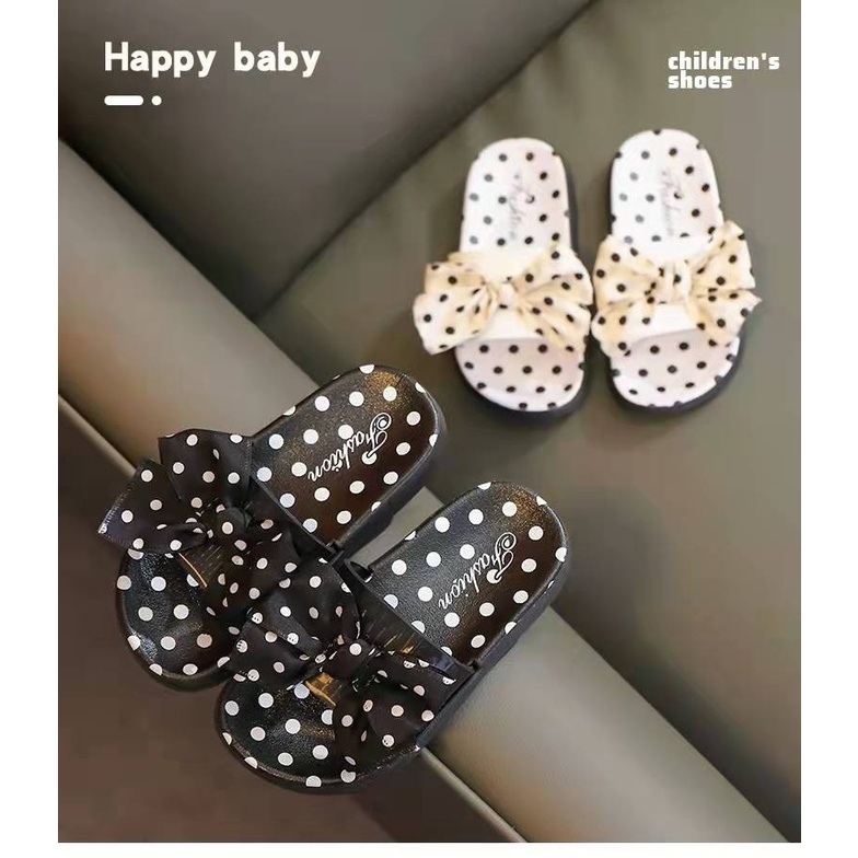 2208#Children's slippers Girl princess Polka Dot bow indoor and outdoor ...