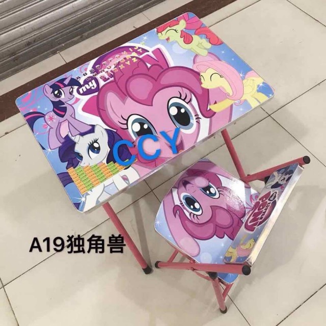Cartoon character folding study TABLE with CHAIR | Shopee Philippines
