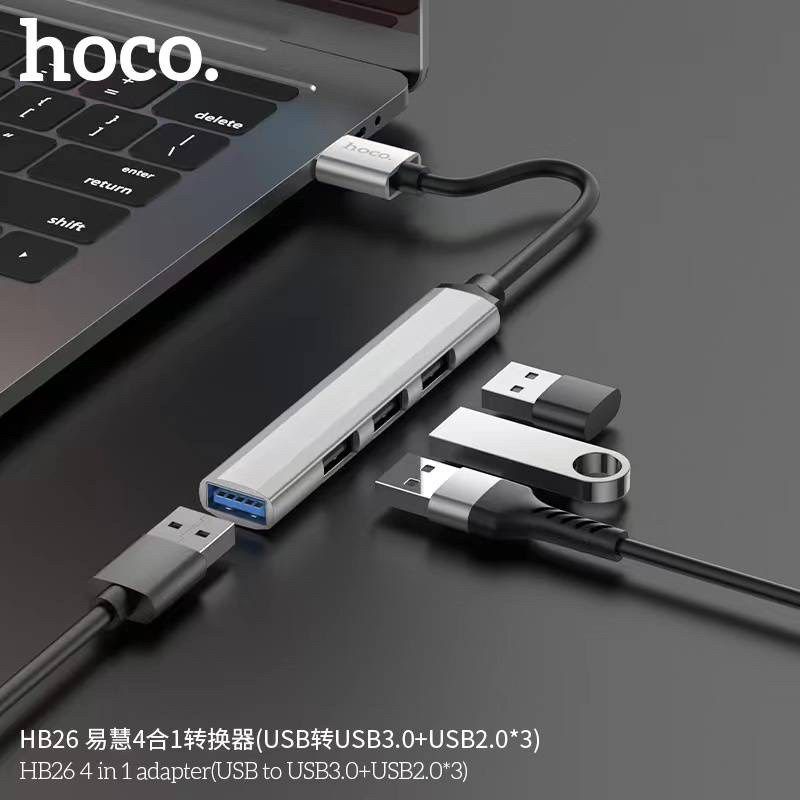 Hoco HB26 Hub USB 4in1 Adapter Connector Add Port For Data Transfer. And Connect Accessories ...